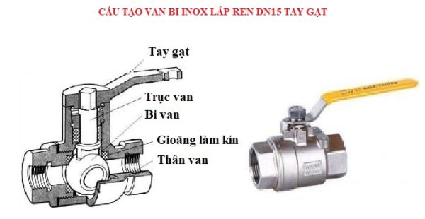 Van bi inox ren 304 DN15 phi 21mm giá rẻ tại Vinh An
