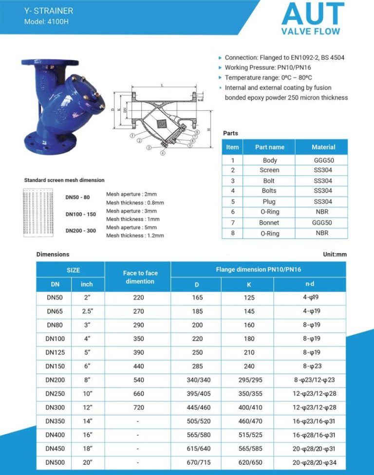 Van Y Lọc AUT DN350 -DN400 PN10/PN16 - Vinh An